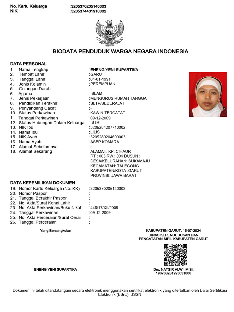 Bio Eneng Yeni | PDF