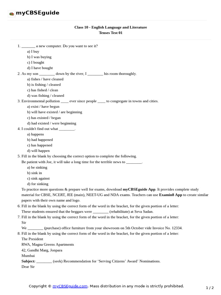 10 Englishll Grammar Tenses Tp01 | PDF