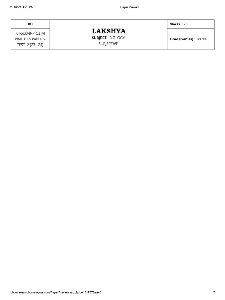 Biology Practice Test 2 QP | PDF