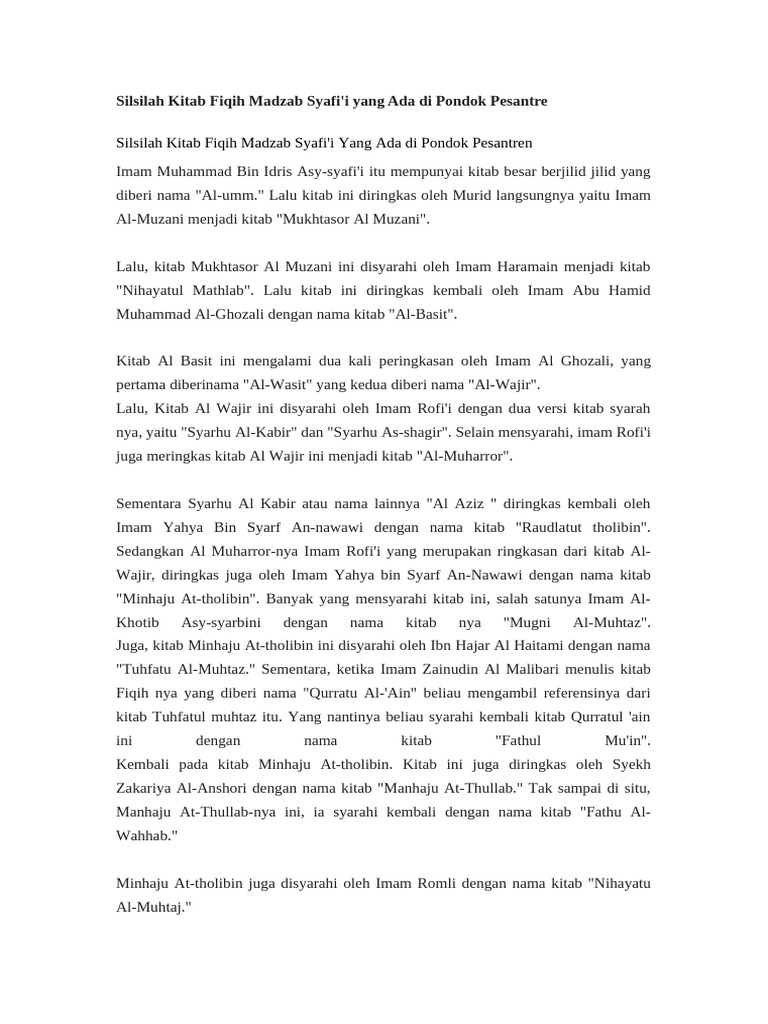 Silsilah Kitab Fiqih Madzab Syafi | PDF