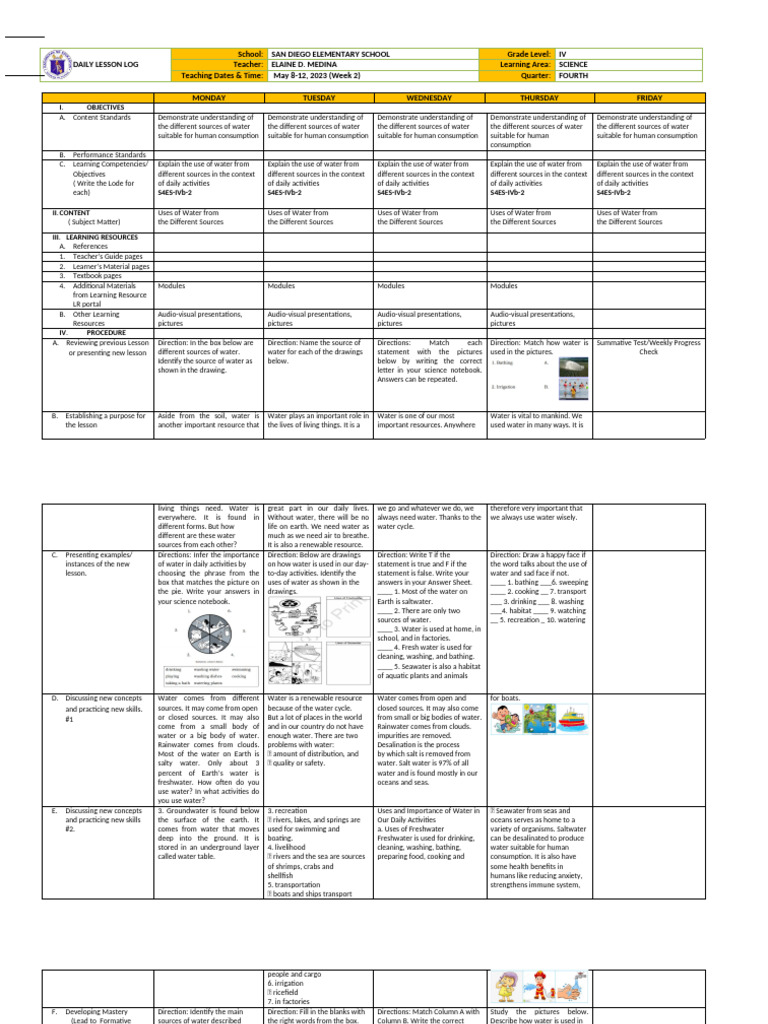 DLL - Science 4 - Q4 - W2 | PDF