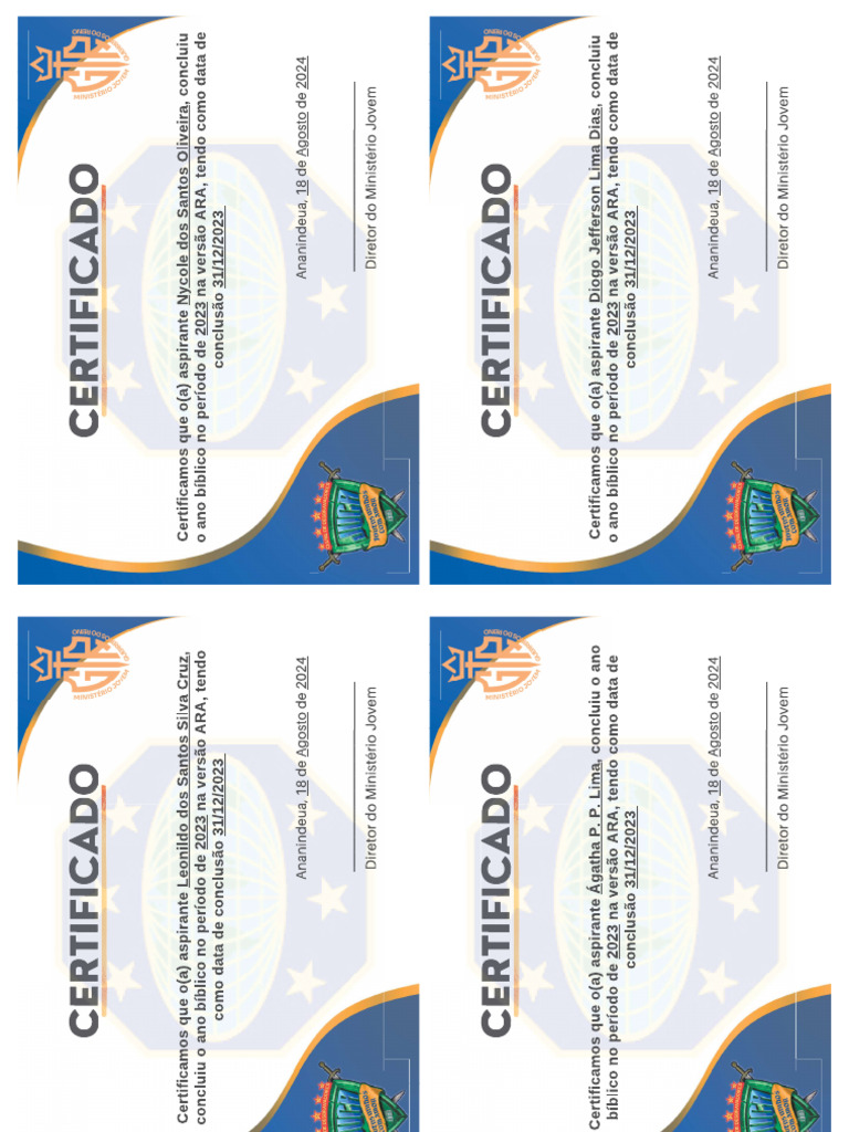 Certificado de Ano Bíblico | PDF