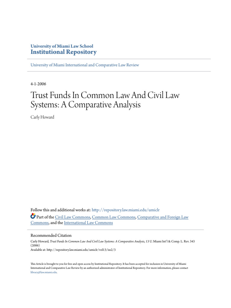 Trusts in Common and Civil Law | PDF