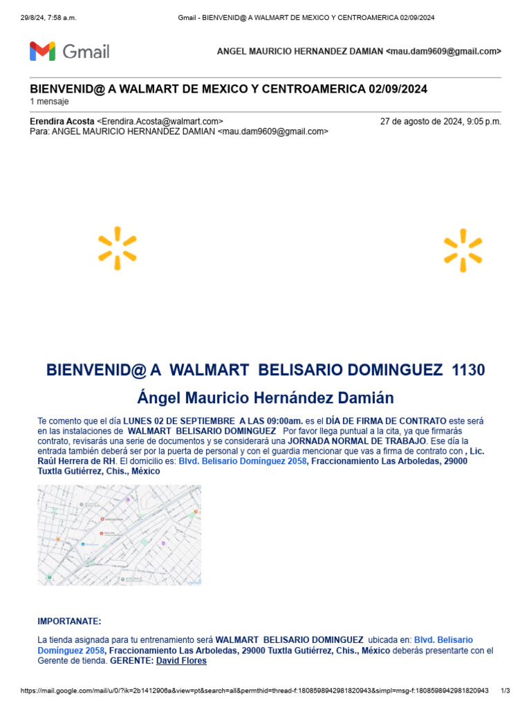 Gmail - BIENVENID@ A WALMART DE MEXICO Y CENTROAMERICA 02 - 09 - 2024 | PDF