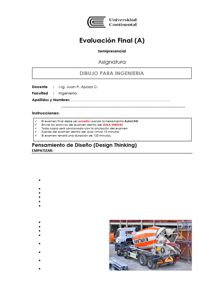 Examen Final Dibujo Ingenieria A Solicion | PDF