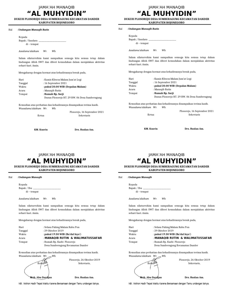 Undangan Manaqib | PDF