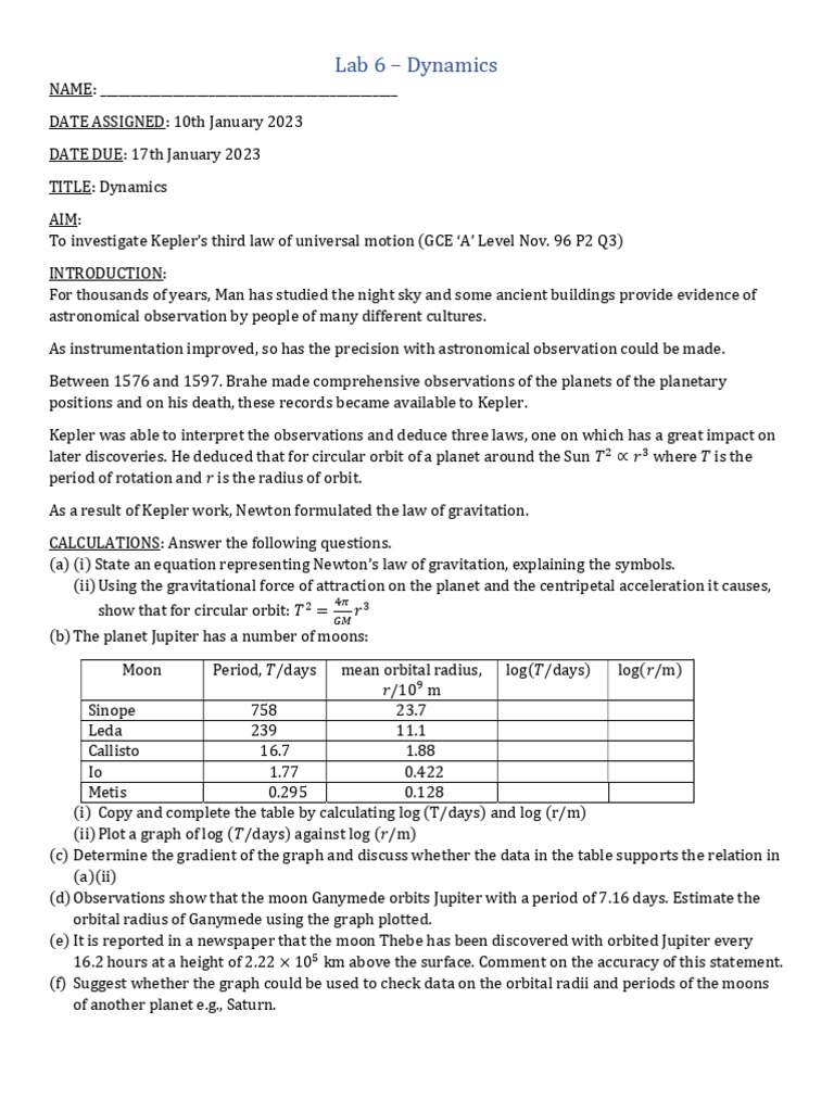 CAPE Physics Unit 1 Lab 6 - Instructions | PDF