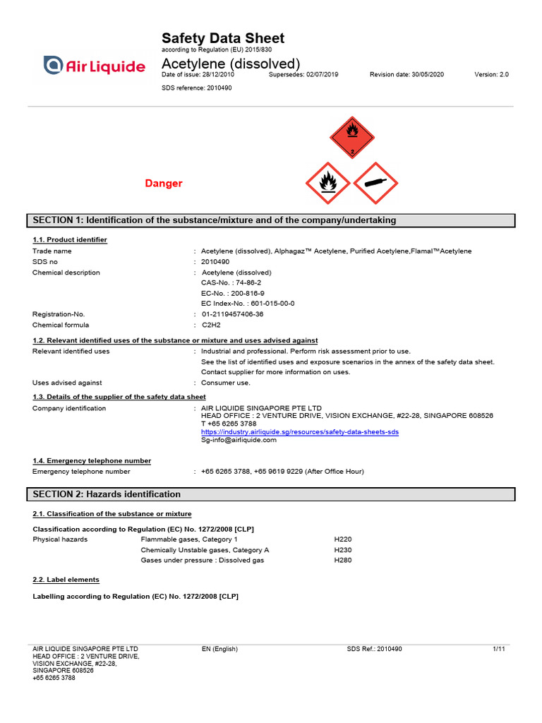 MSDS Acetylene | PDF