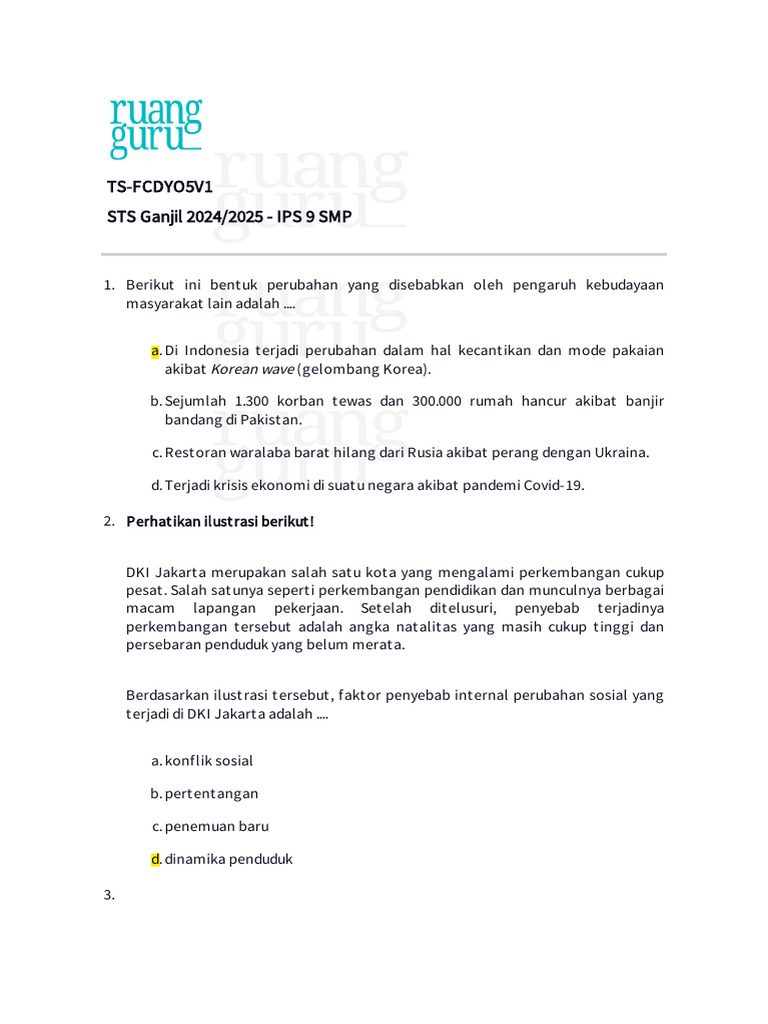STS Ganjil 2024 - 2025 - IPS 9 SMP | PDF