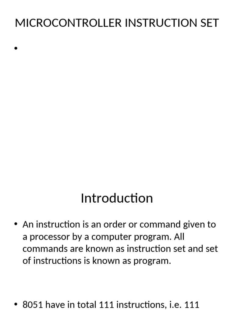 Microcontroller Instruction Set | PDF
