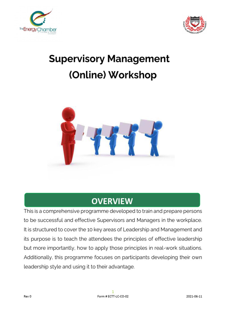 Supervisory Management Workshop - Course Outline | PDF