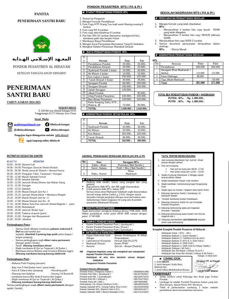 Brosur Santri Baru MTS 1445 H | PDF