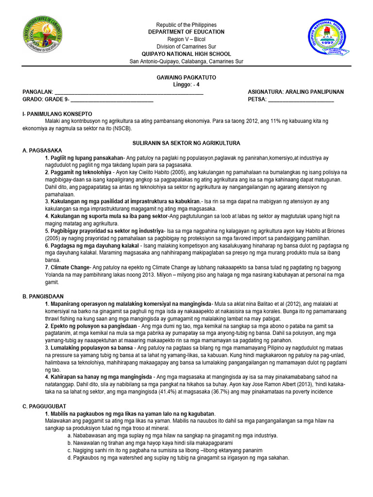 Ap 9 Q4 Las Week 4 | PDF