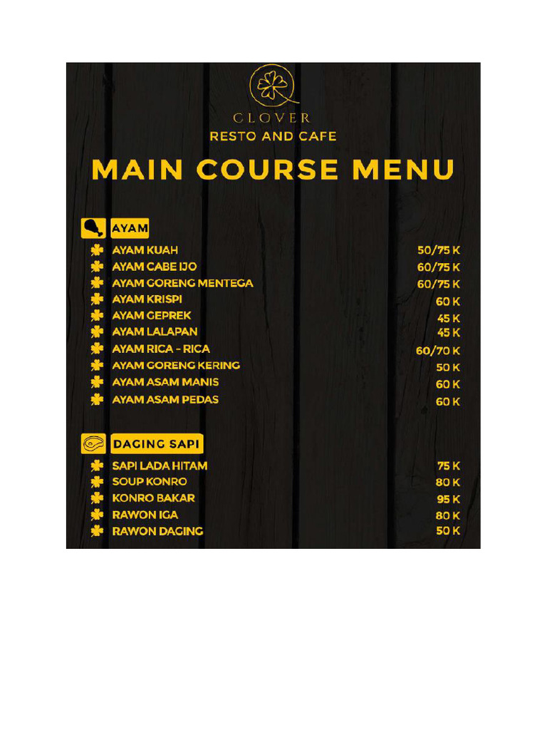 Menu Clover | PDF