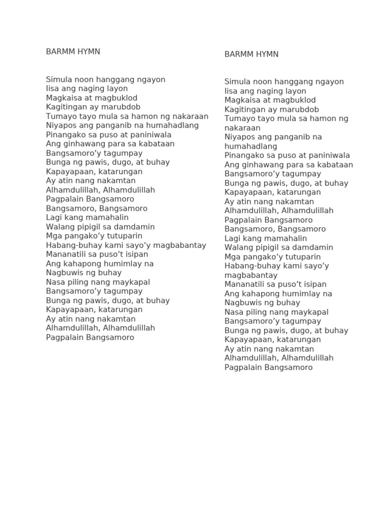 Barmm Hymn | PDF