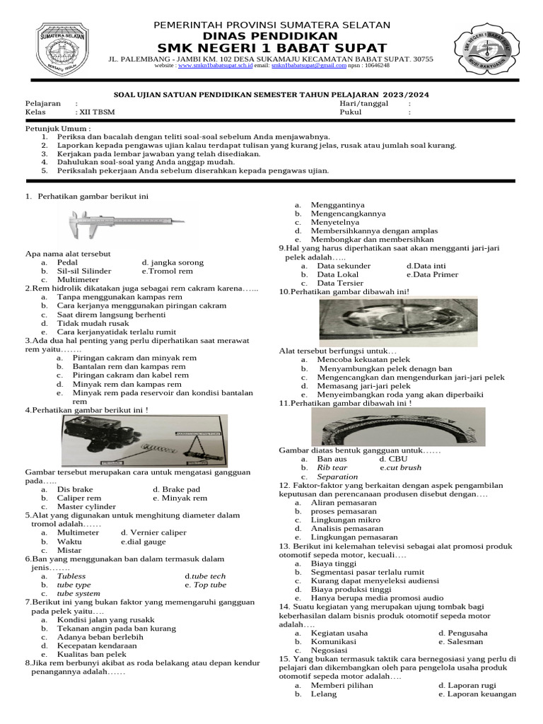 Fix Usp Kelas 12 TBSM Babat Supat | PDF