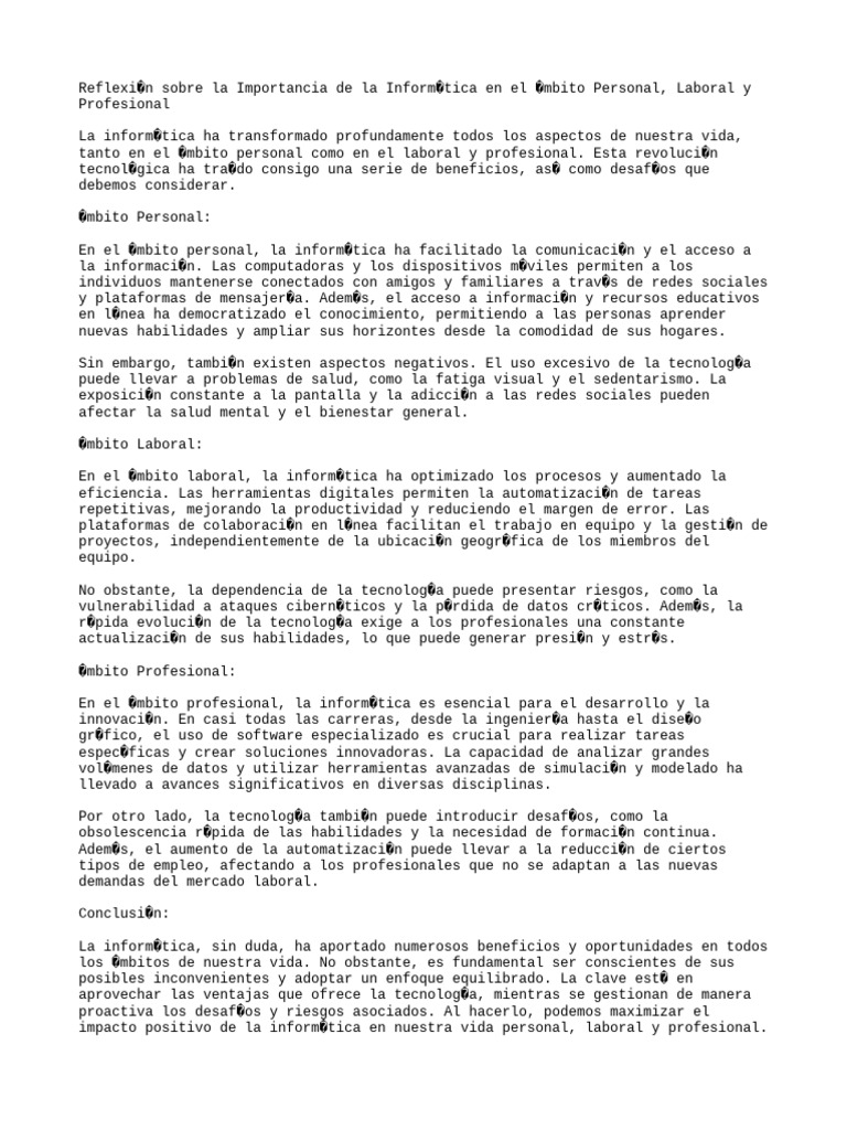 Reflexio de La Informatica | PDF