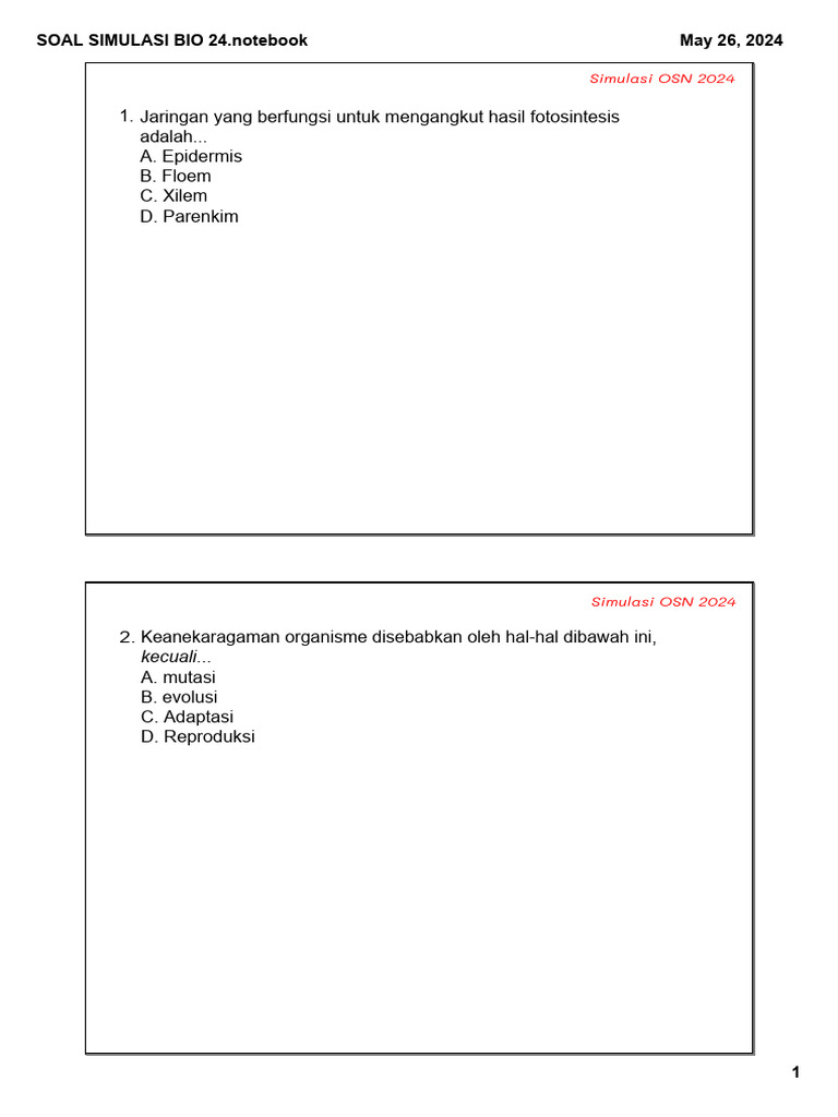 Soal Simulasi Bio 24 | PDF