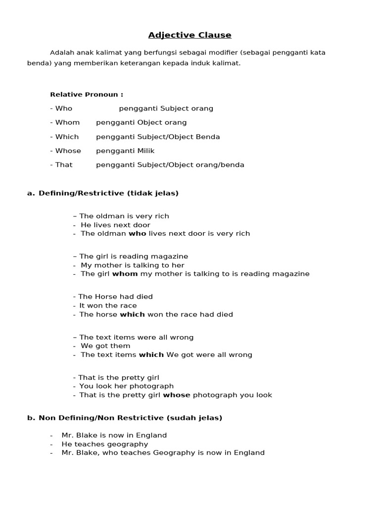 Adjective Clause | PDF
