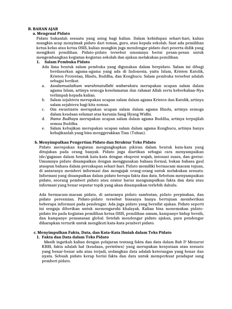 Lampiran Bahan Ajar Pidato | PDF