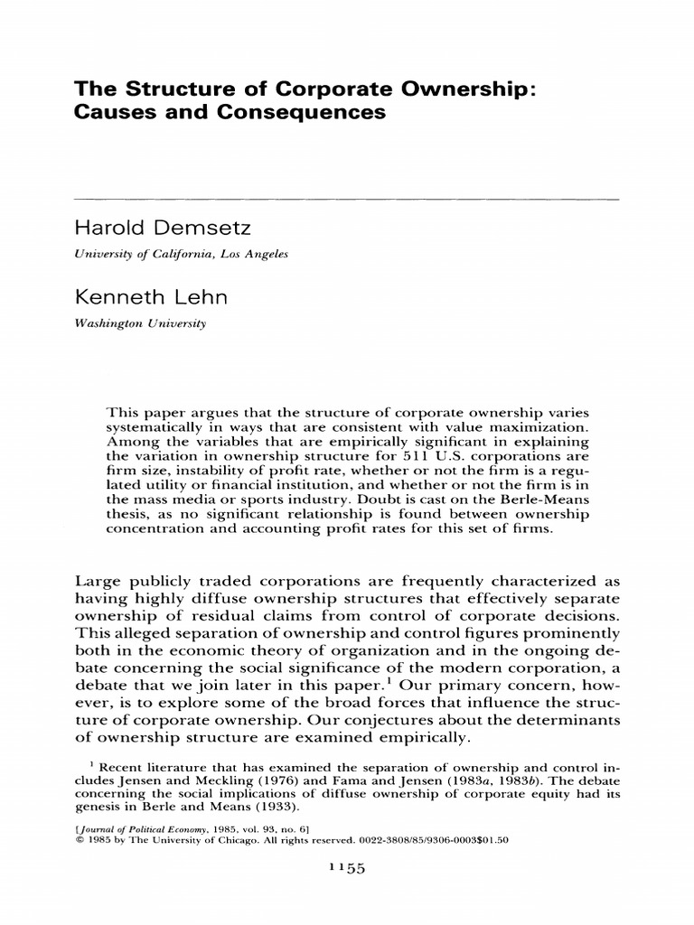 Demsetz 1985 | PDF