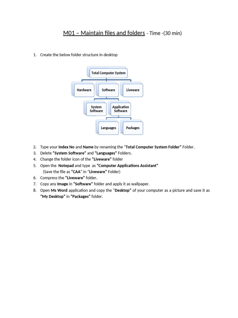 M01 - Maintain Files and Folders: Time - (30 Min) | PDF