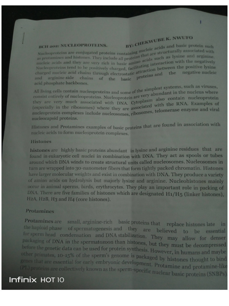 BCH 202 Nucloproteins | PDF