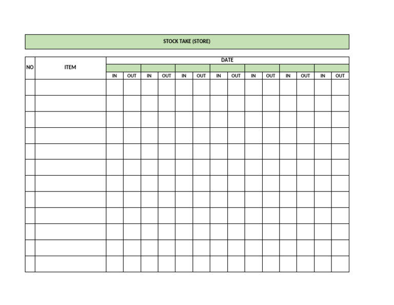 Stock Take (Template) | PDF