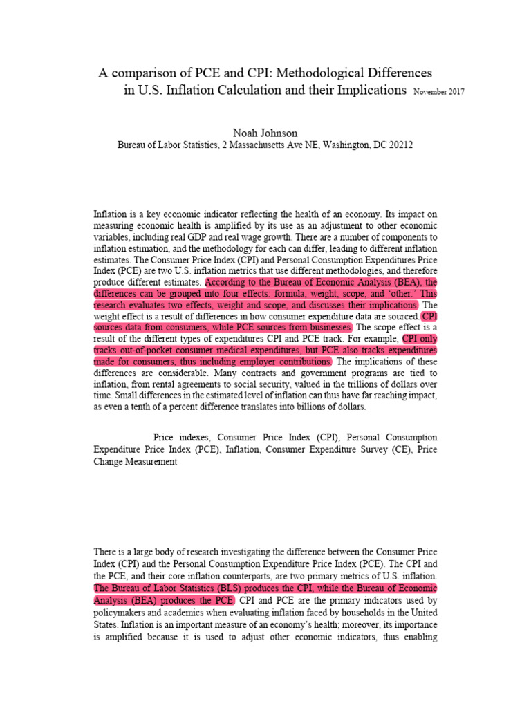 A Comparison of PCE and CPI | PDF