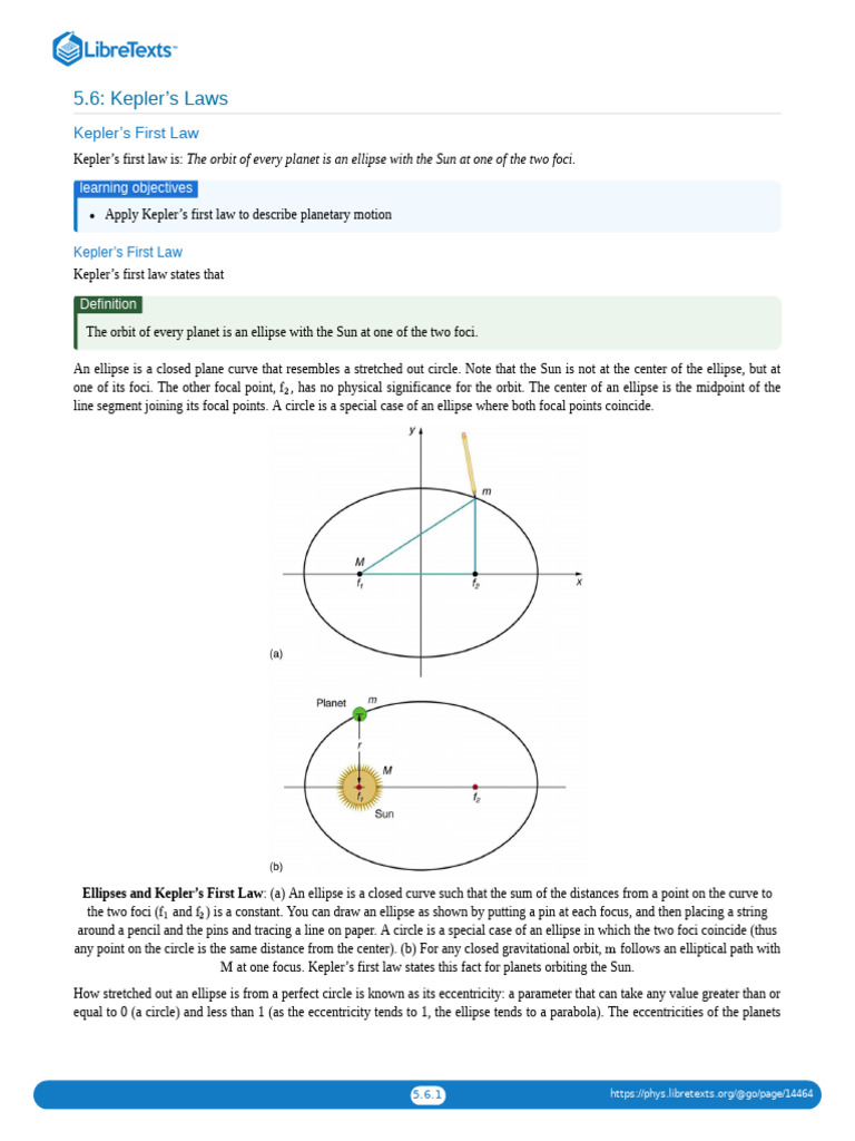 5.6 Keplers Laws | PDF