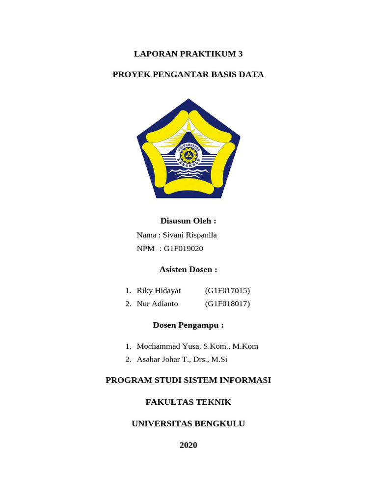 LAPORAN PRAKTIKUM 3 Proyek Pengantar Basis Data | PDF