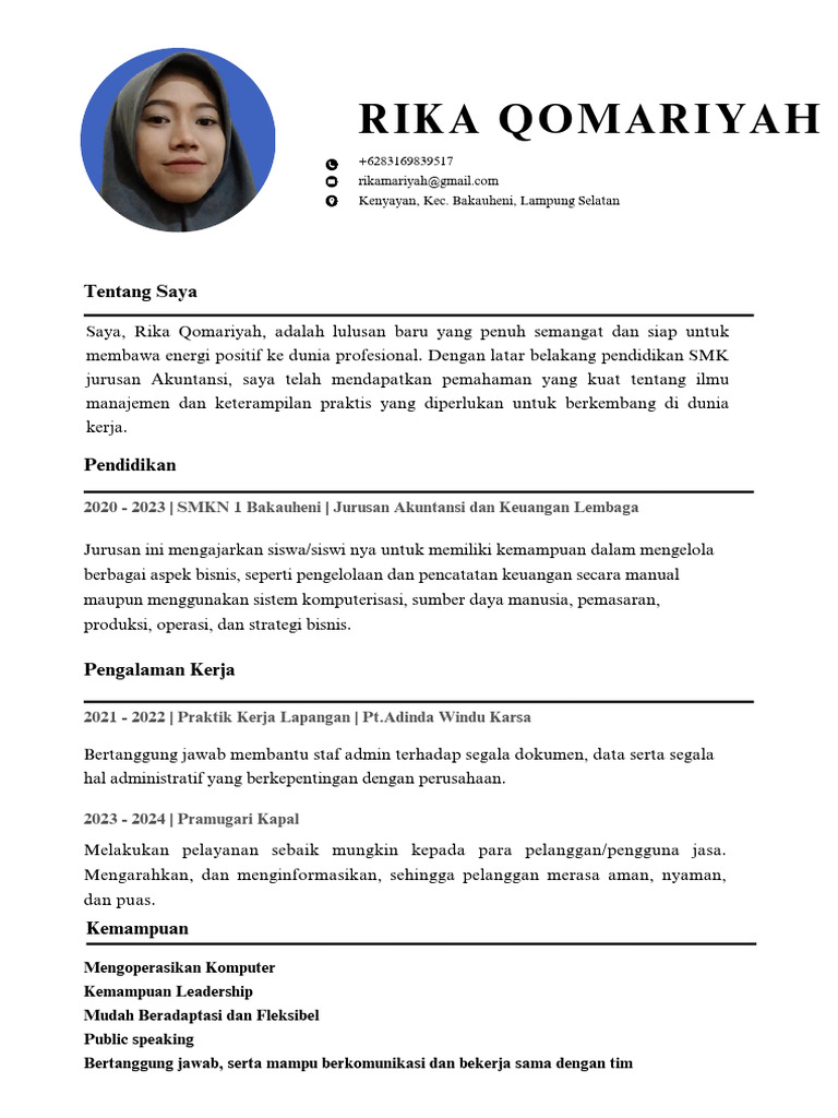 CV Lamar Pekerjaan Rika Qomariyah - PDF - 20240824 - 110501 - 0000 | PDF