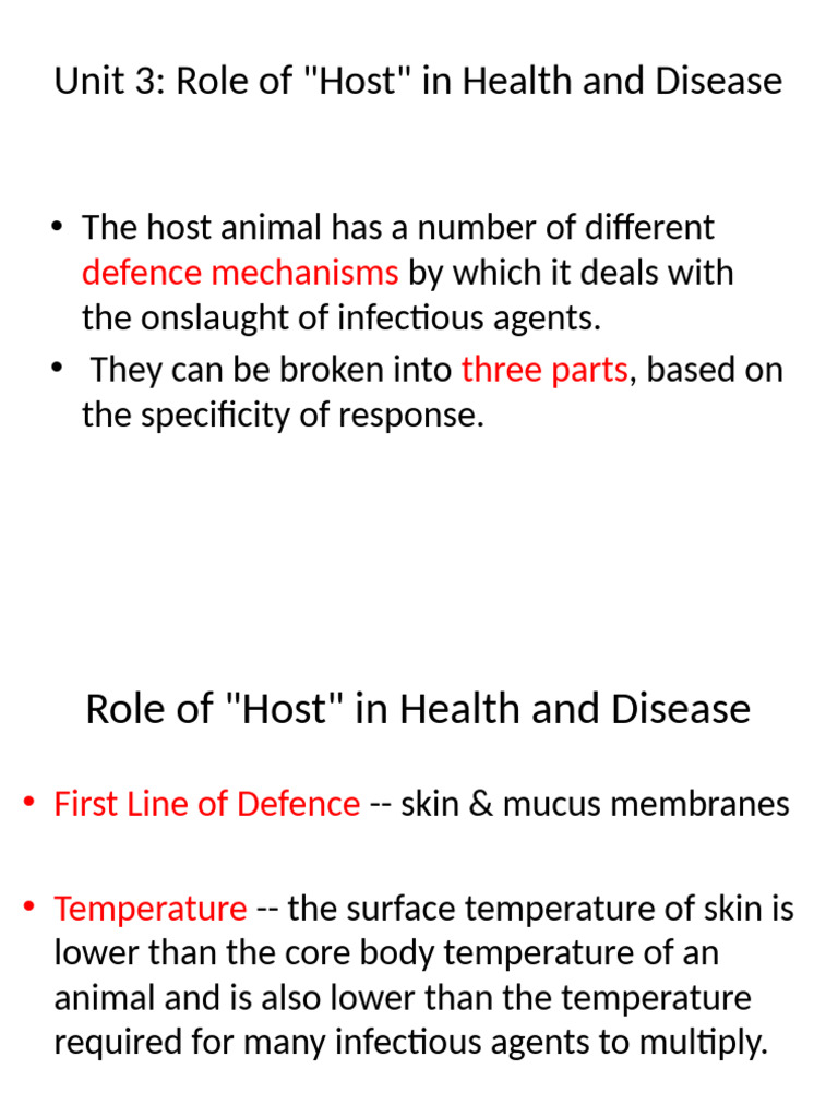 Unit 3 Role of Host in Health and Disease 2024 | PDF