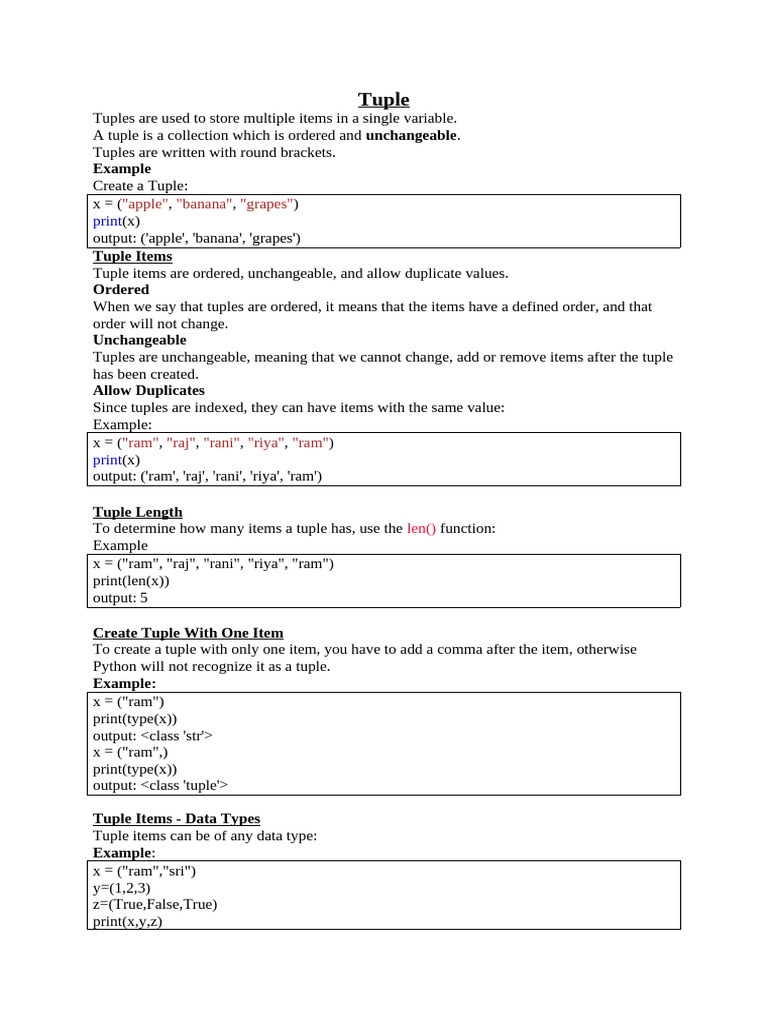 Python - Unit3 Tuples | PDF