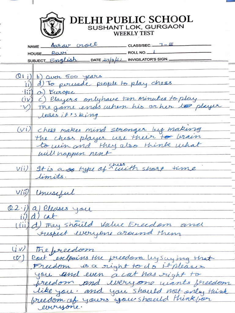 Aarav Goel Class 7-E English Terminal Assesment | PDF