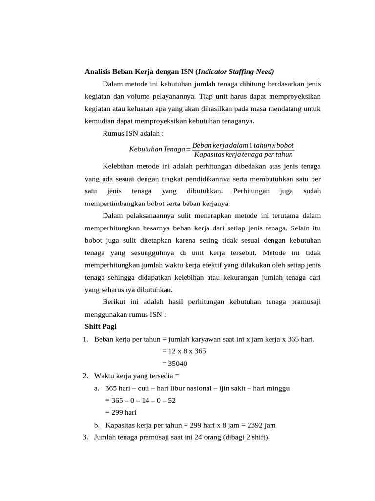 Analisis Beban Kerja Dengan ISN | PDF