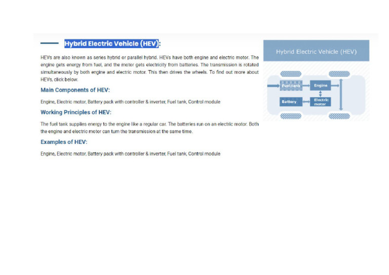 Hybrid Electric Vehicle (HEV) | PDF