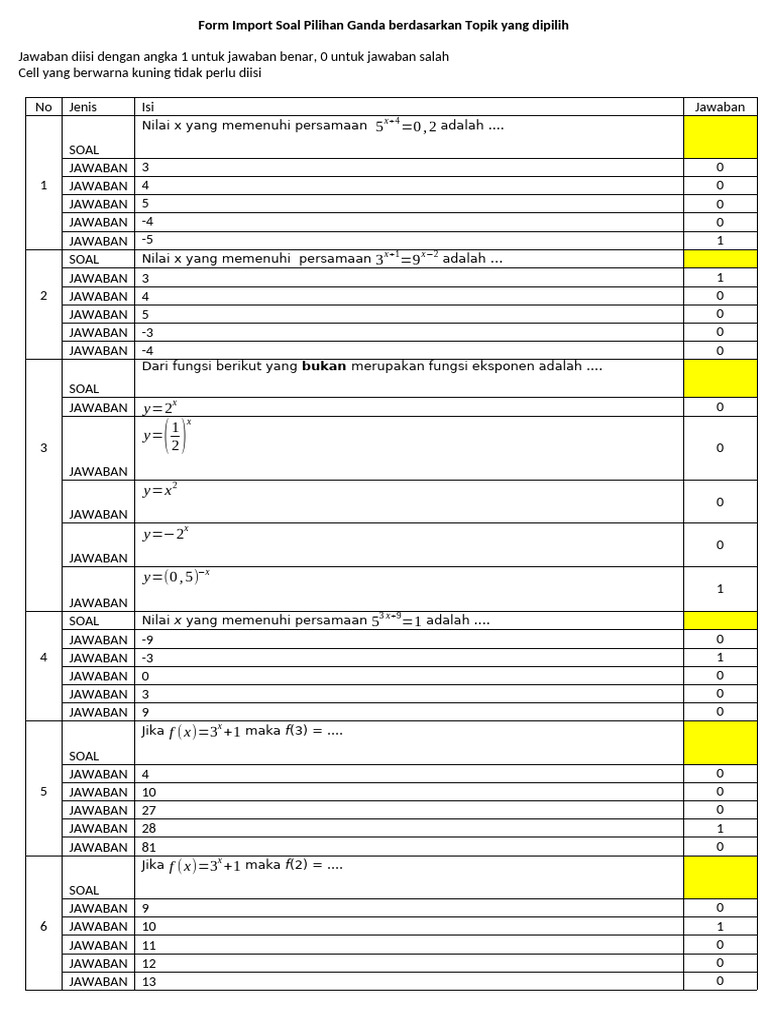 Pas MTK Minat Kelas X Ganjil 2022 | PDF