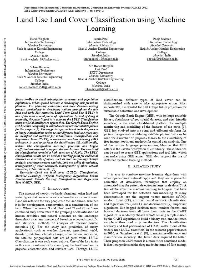 Land Use Land Cover Classification Using | PDF