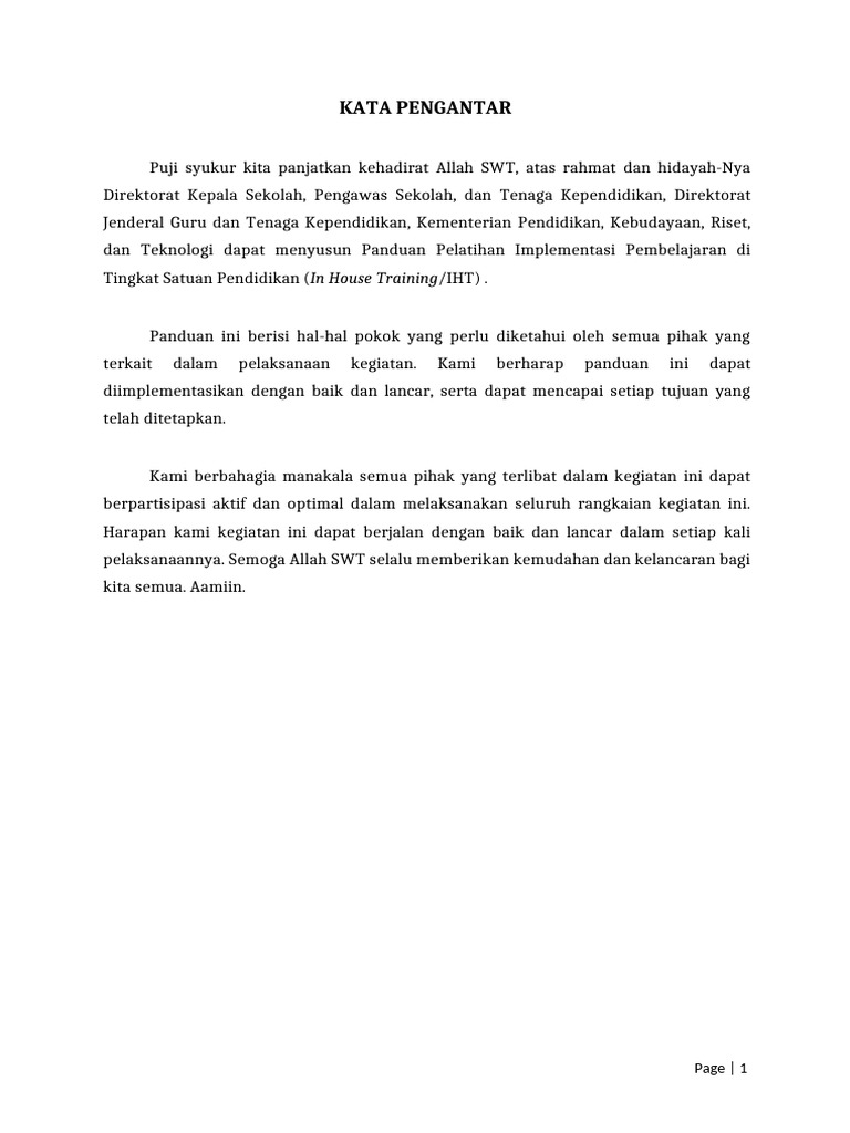 Panduan IHT 2023 Satuan Pendidikan | PDF