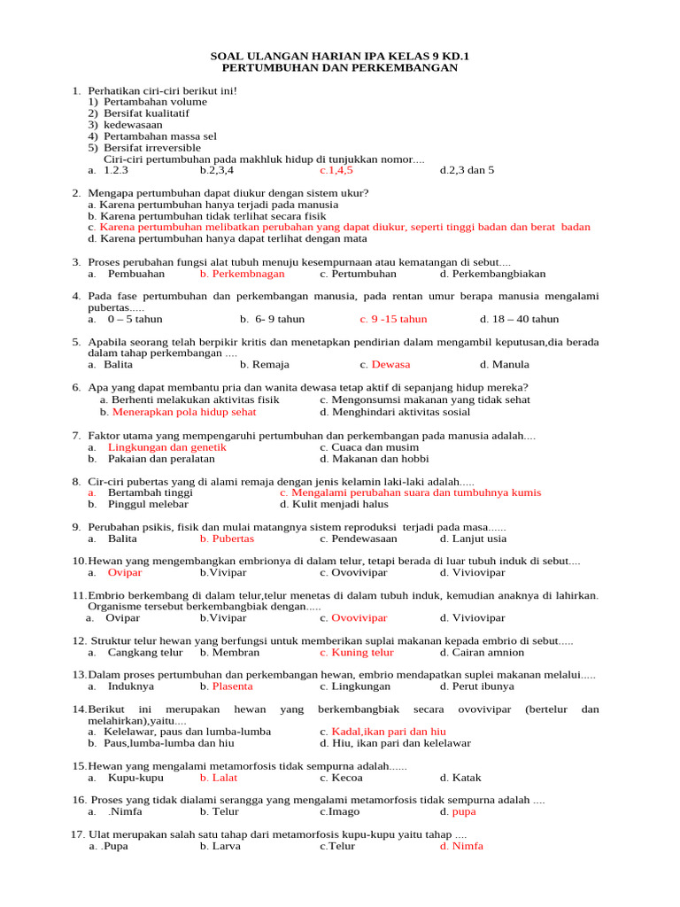 Soal Ulangan Harian Ipa Kelas 9 KD | PDF
