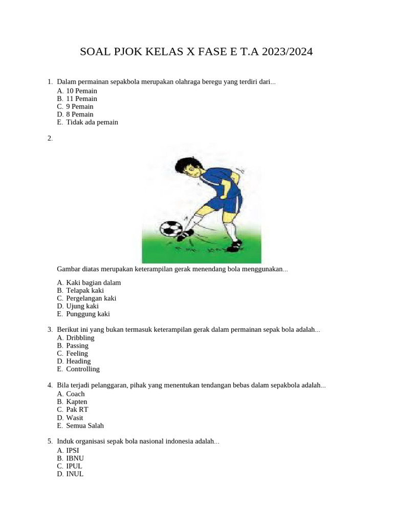 Kisi-Kisi Soal Kelas X | PDF