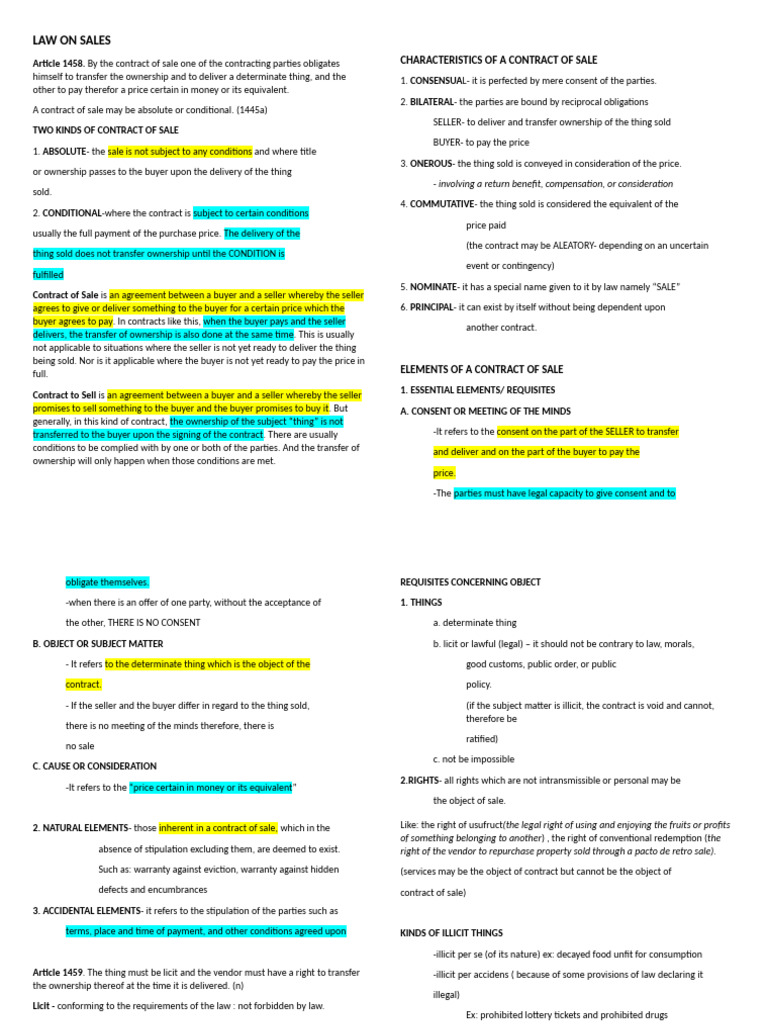 Law On Sales | PDF