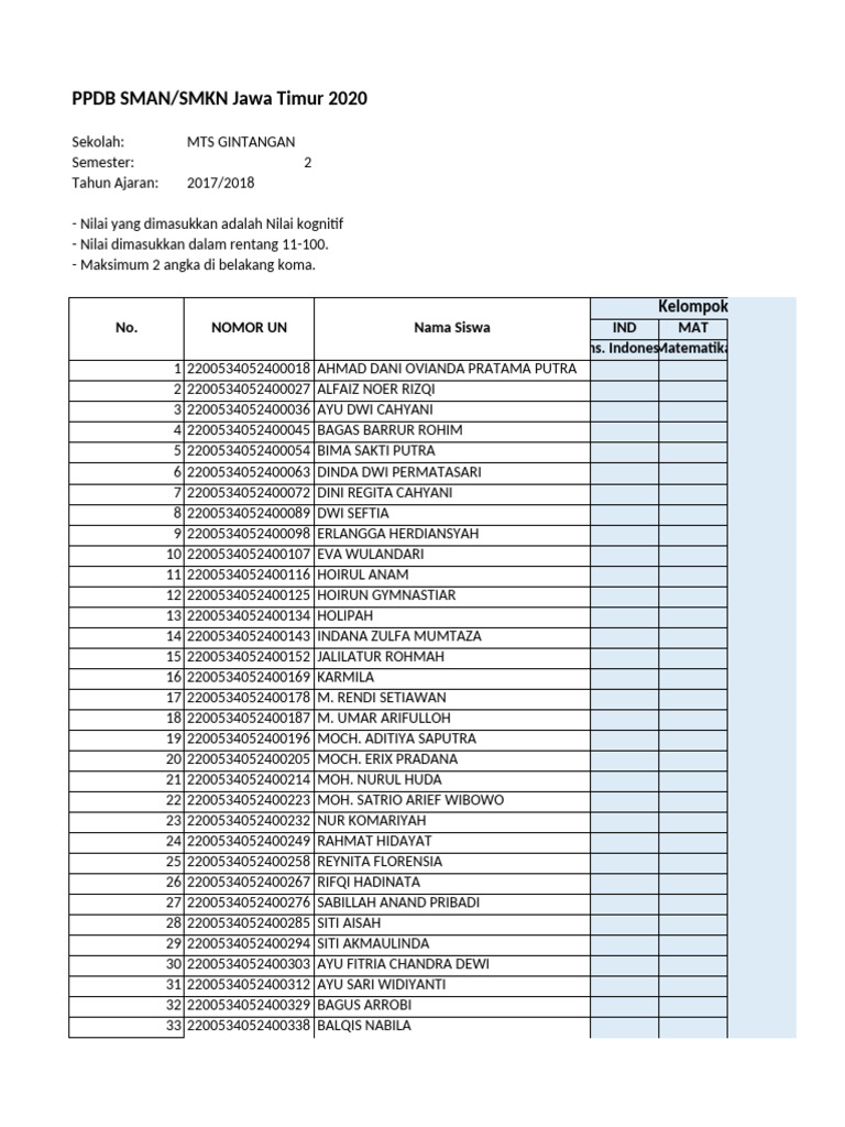 Semester 2 THN 2017-2018 | PDF