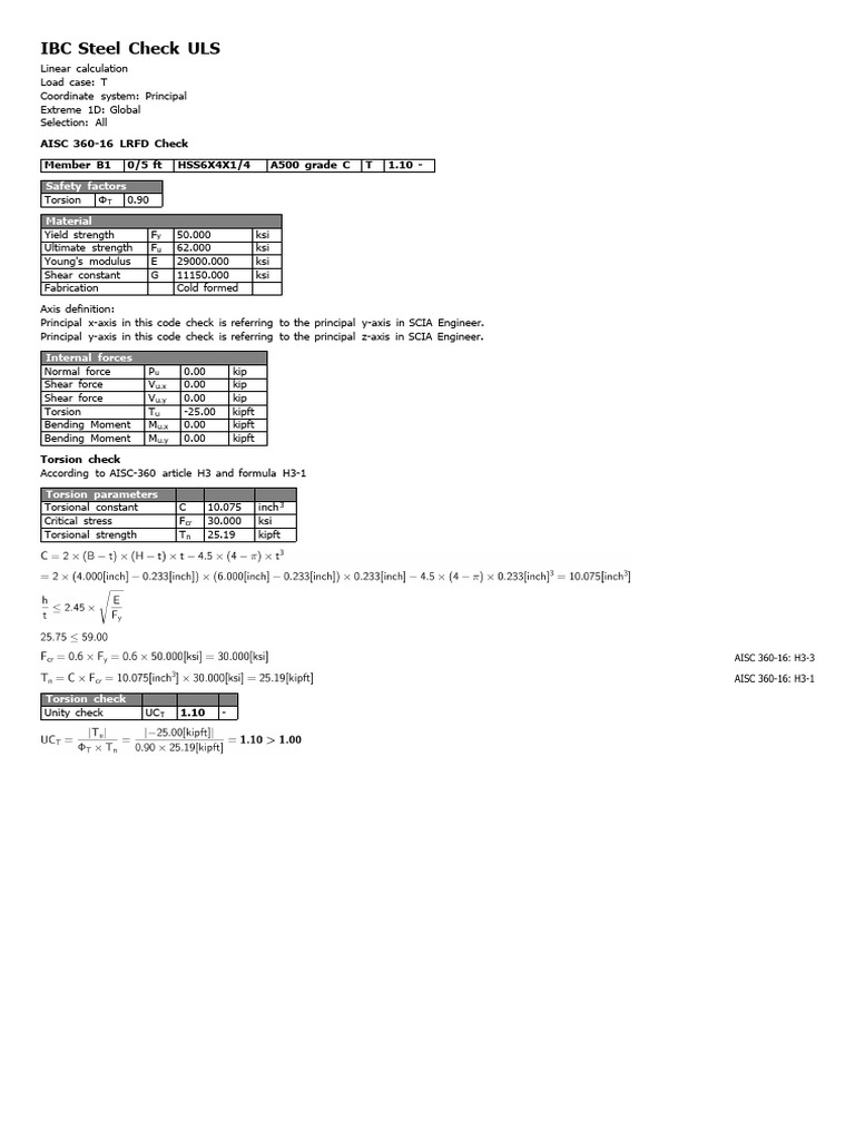 Aisc 360 16 Combined Forces Example H 5a | PDF