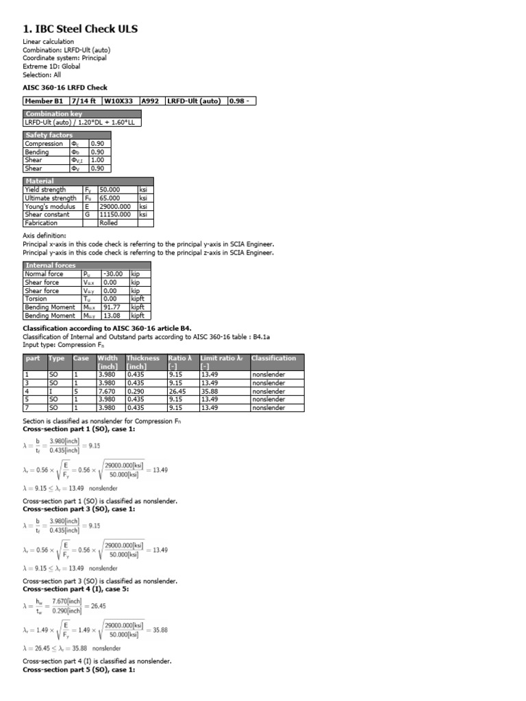 AISC 360-16 Steel Member ULS Check | PDF | Buckling | History