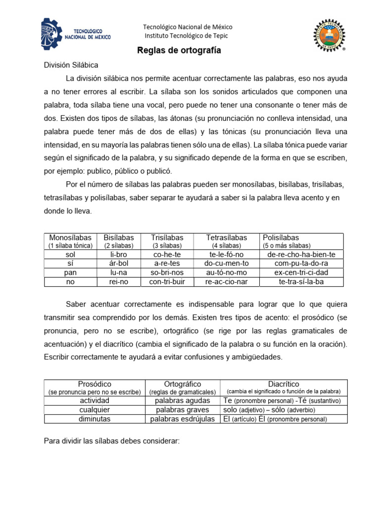 Reglas de Ortografía | PDF