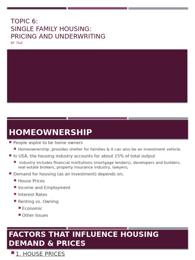 Lecture Notes - Topic 6 - Single Family Housing | PDF