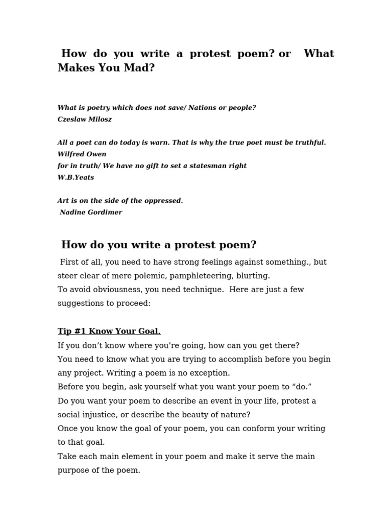 EngCW 400 Canvas Write Protest Poem | PDF