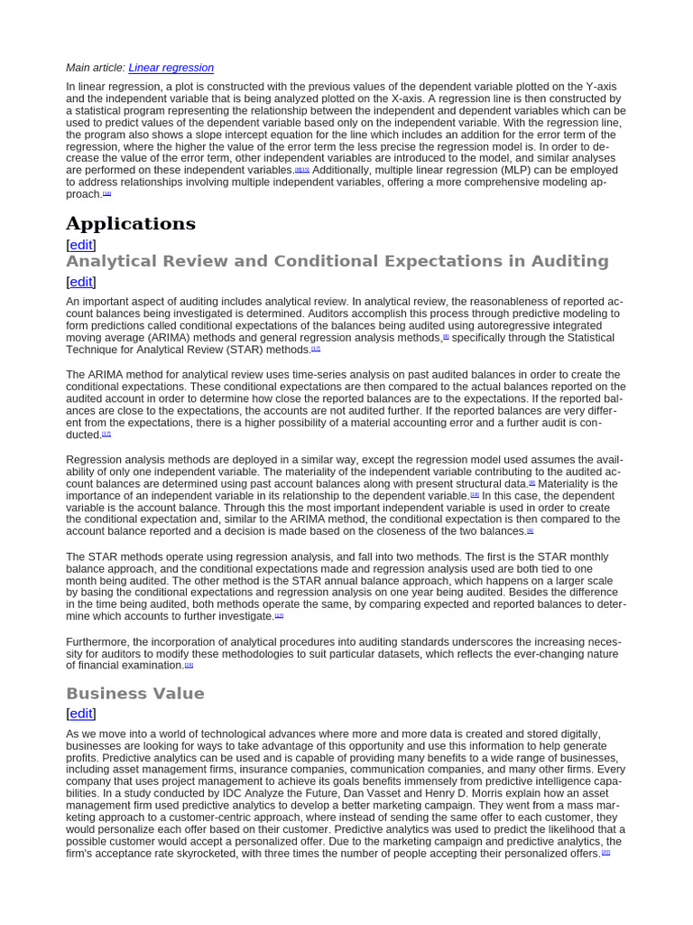 Applications: Analytical Review and Conditional Expectations in ...